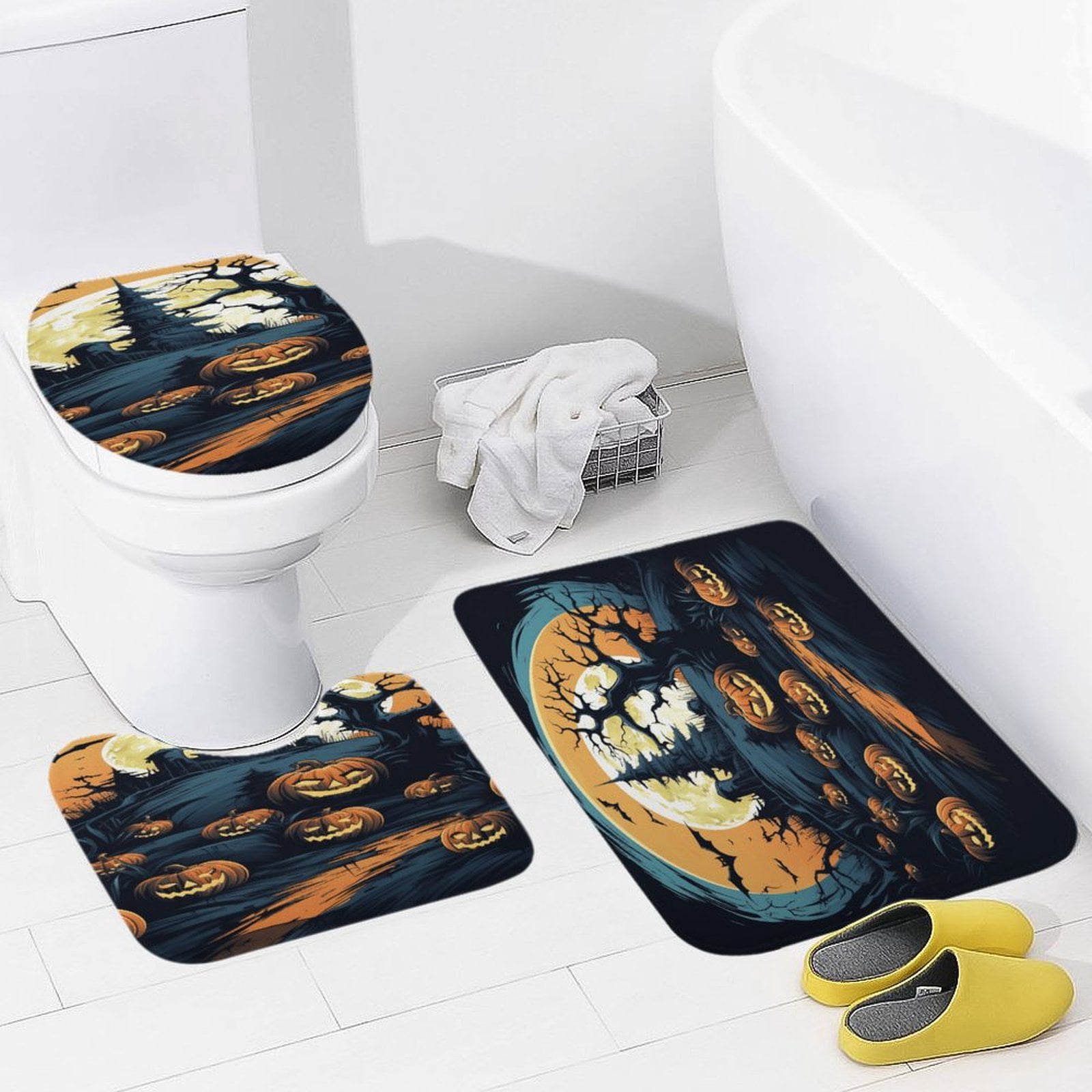 Halloween Scary Night Full Moon Bathroom Mats Set 3-piece Bath Mats ...