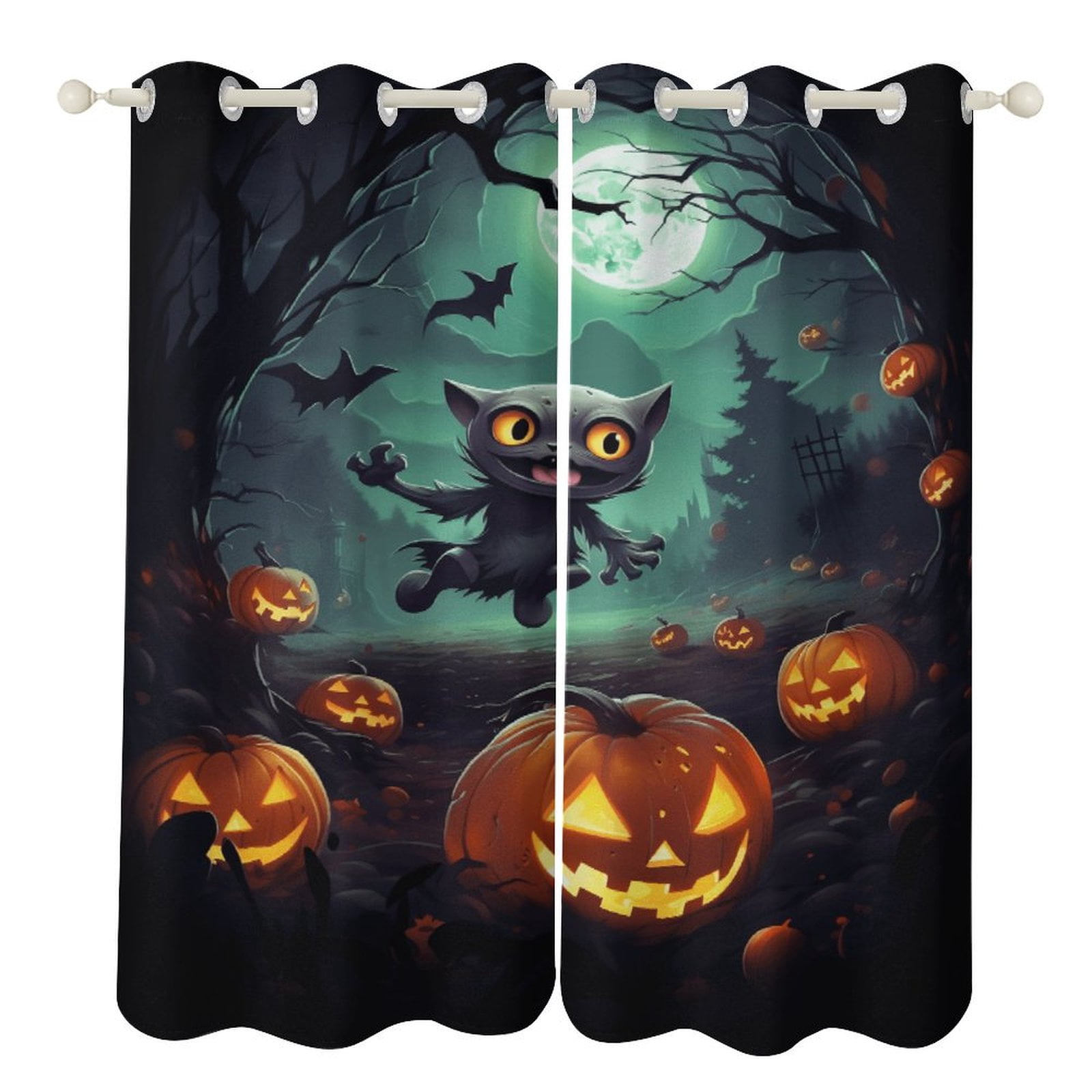 Halloween Scary Night Full Moon Curtains Aesthetic Envrionmental ...