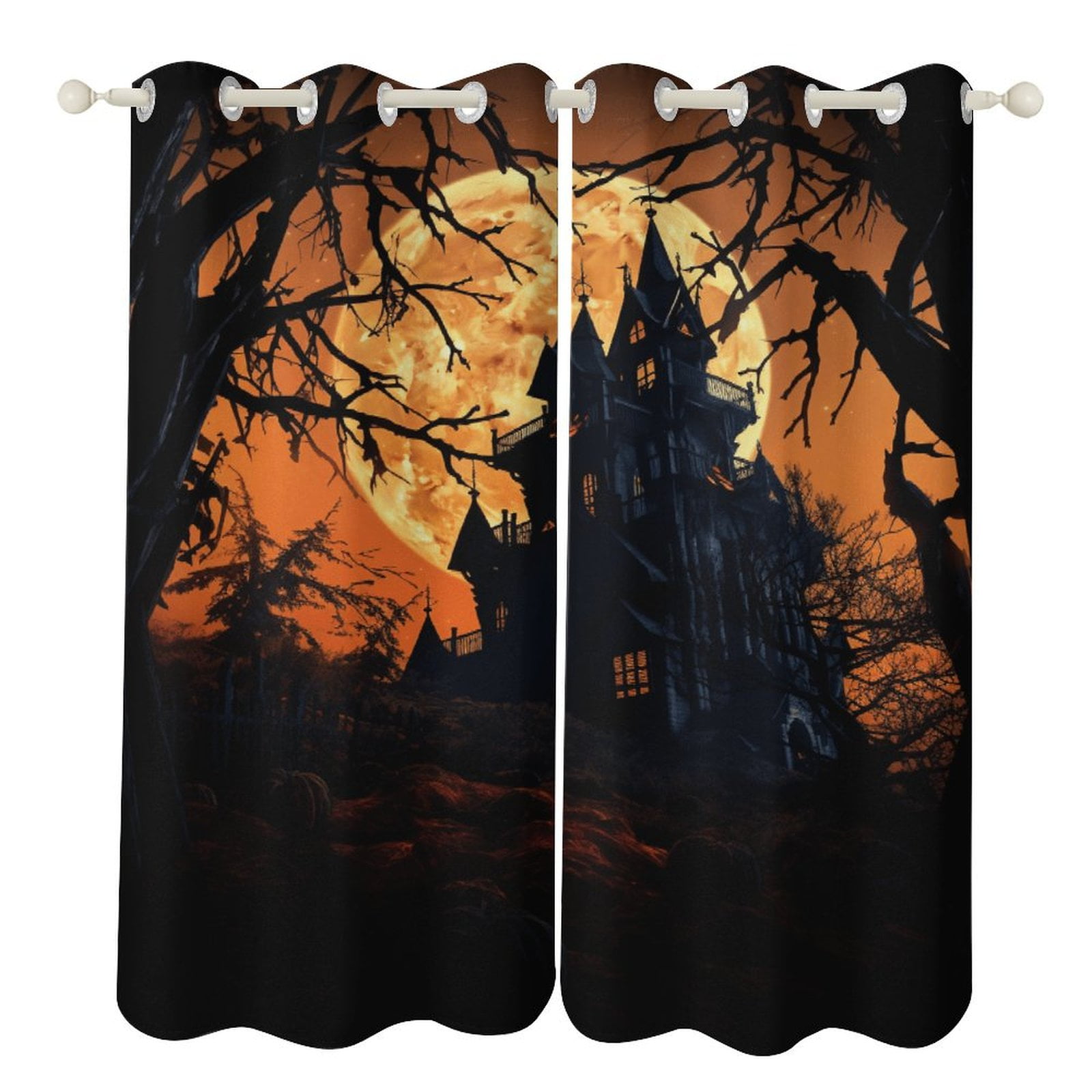 Halloween Scary Night Full Moon Curtains Aesthetic Envrionmental ...