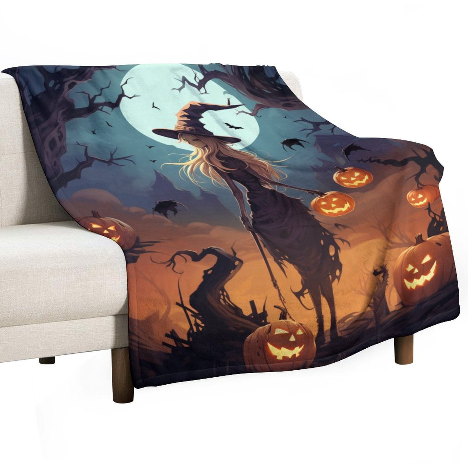 Halloween Scary Night Full Moon Flannel Blanket Lightweight Blanket for ...
