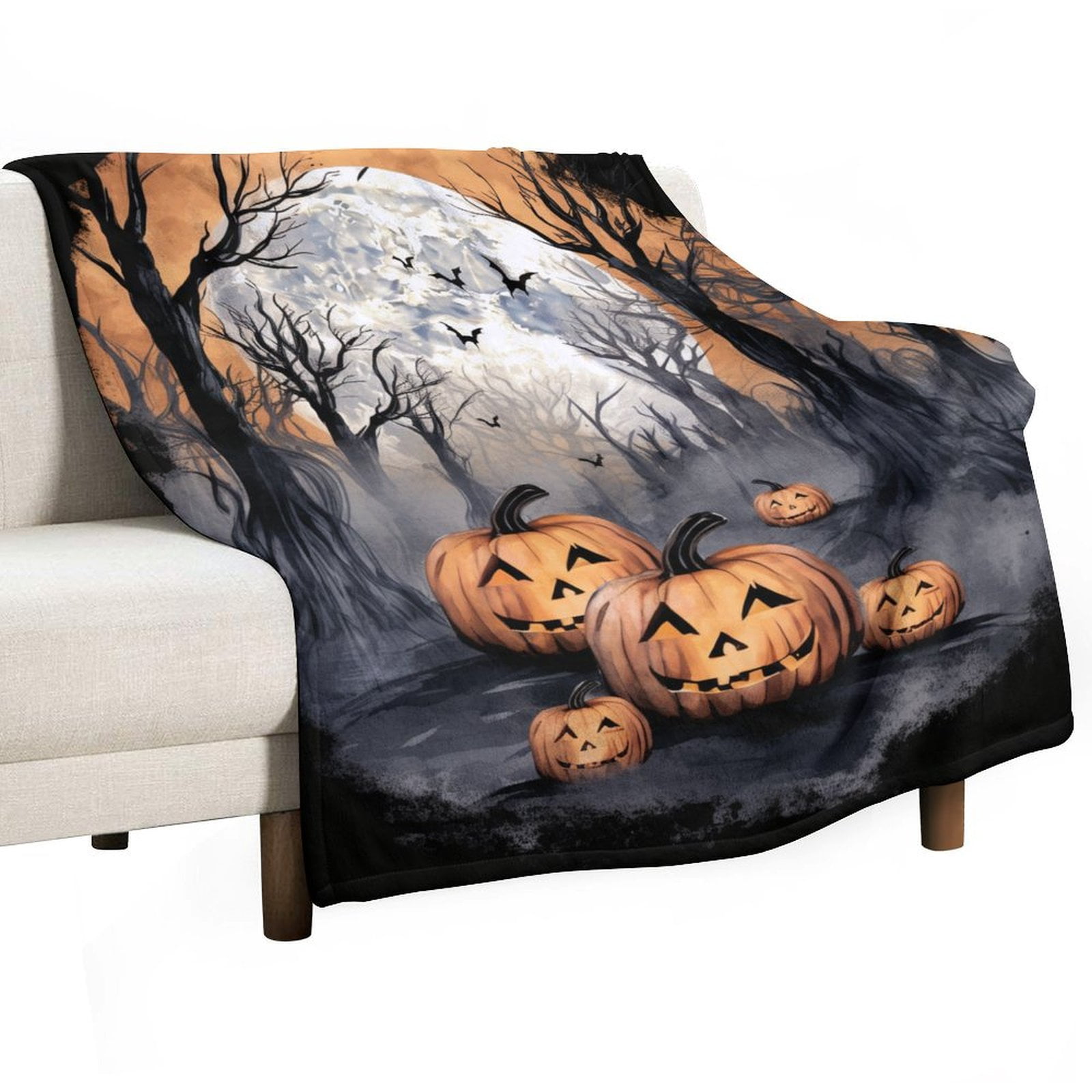 Halloween Scary Night Full Moon Flannel Blanket Lightweight Blanket for ...