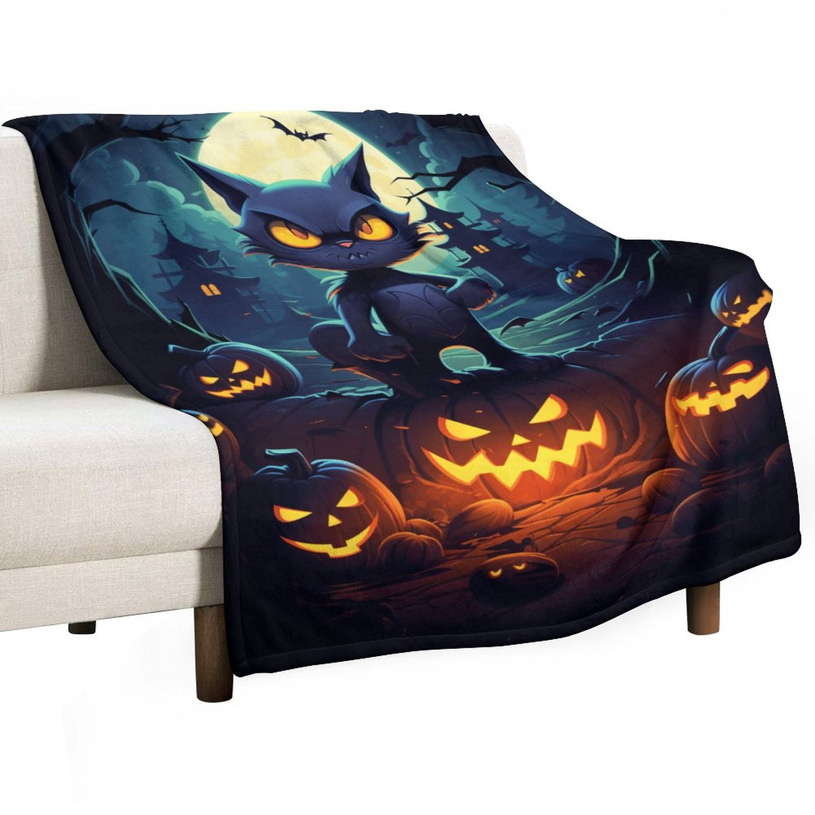 Halloween Scary Night Full Moon Flannel Blanket Lightweight Blanket for ...
