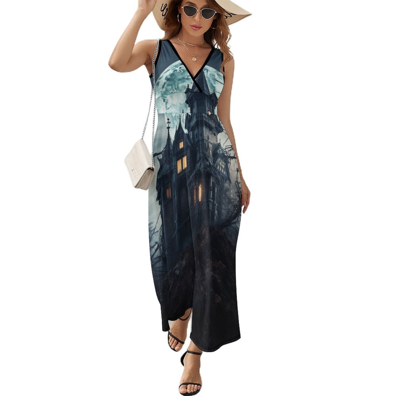 Halloween Scary Night Full Moon King Size Sleeveless Dress Dresses ...