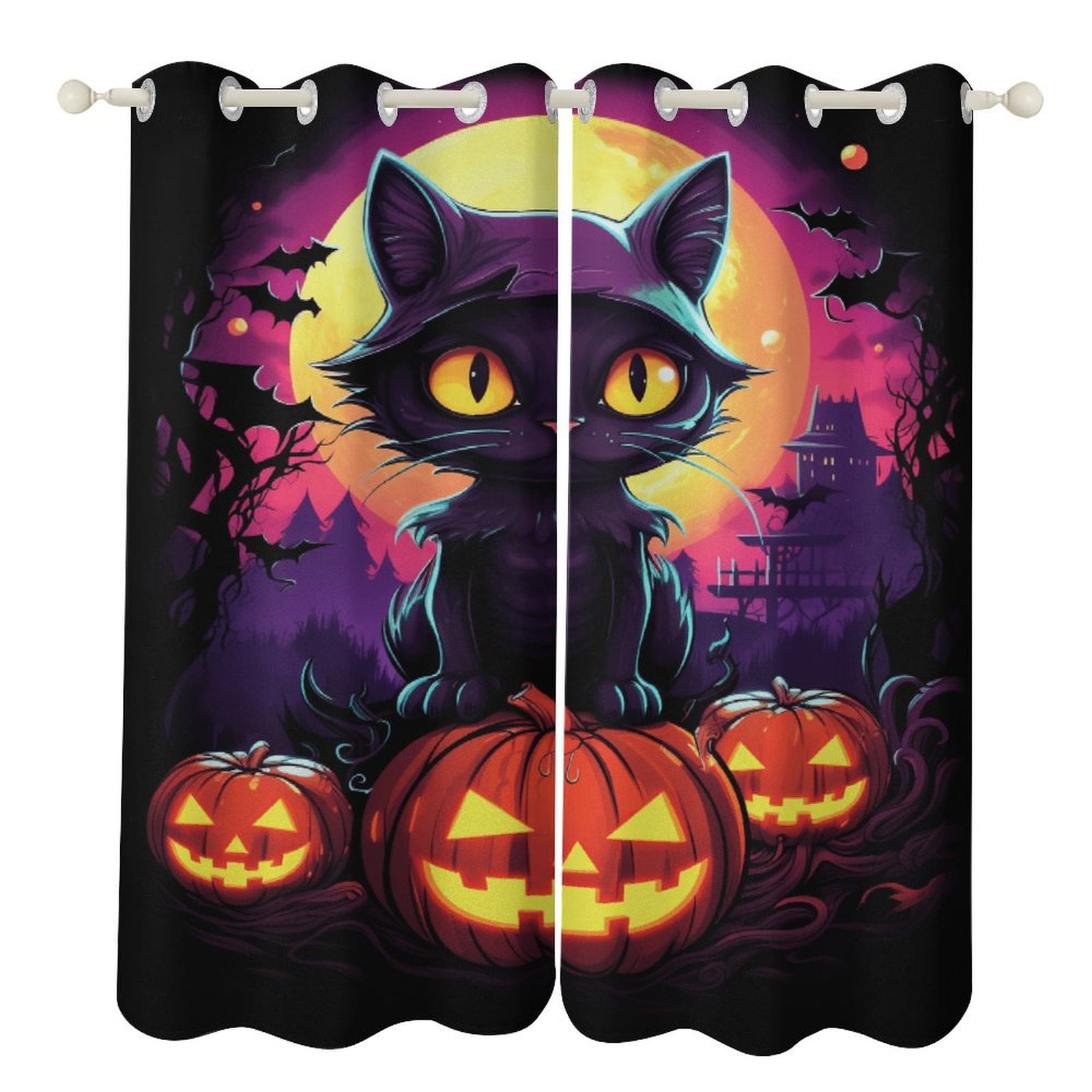 Halloween Scary Night Full Moon Luxury Window Curtains Blinds for ...