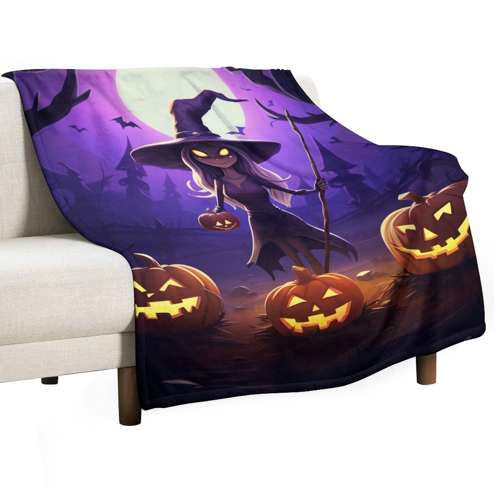 Halloween Scary Night Full Moon Print Blanket Warm Throw Blanket Soft ...