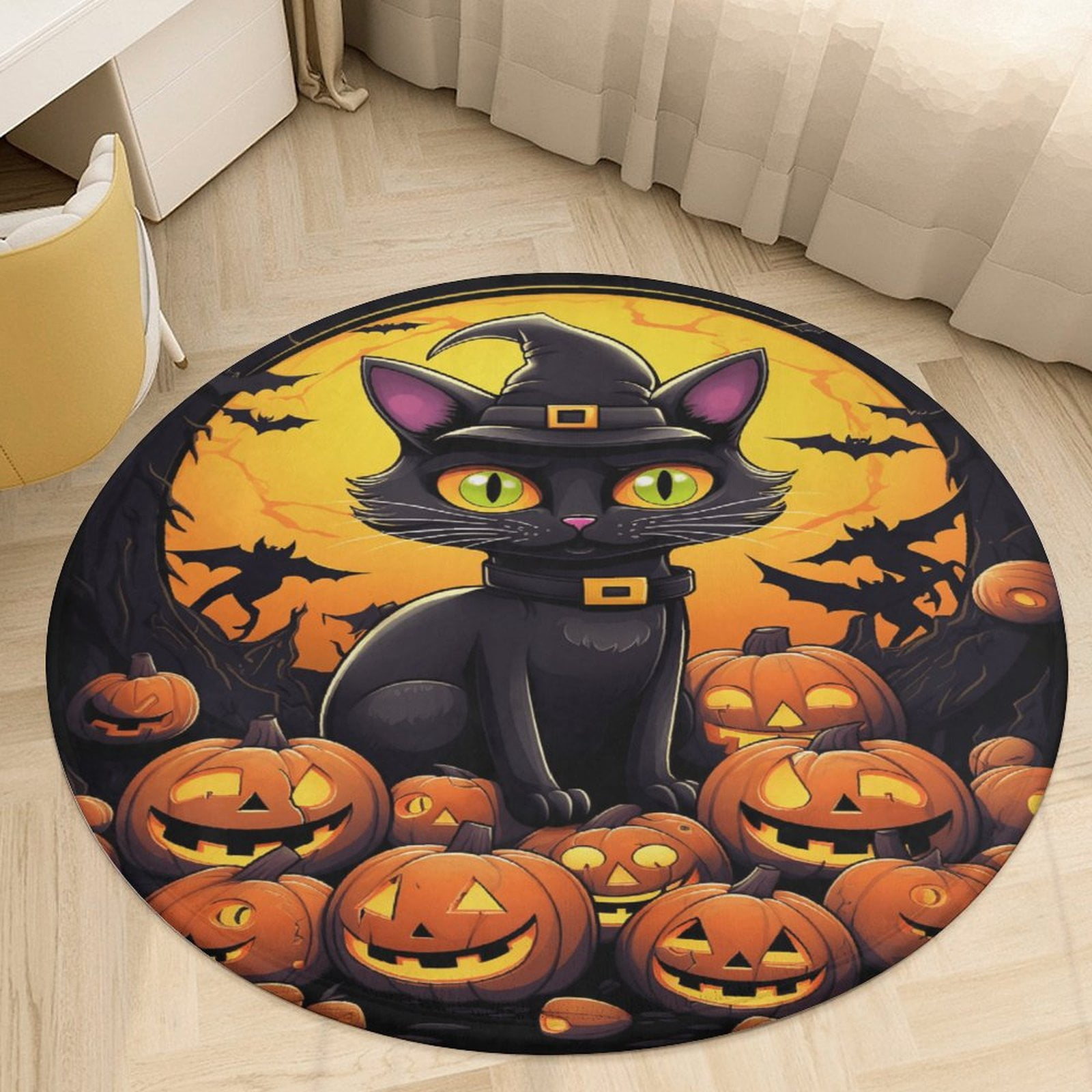 Halloween Scary Night Full Moon Round Rugs -Washable Non-Slip Small ...