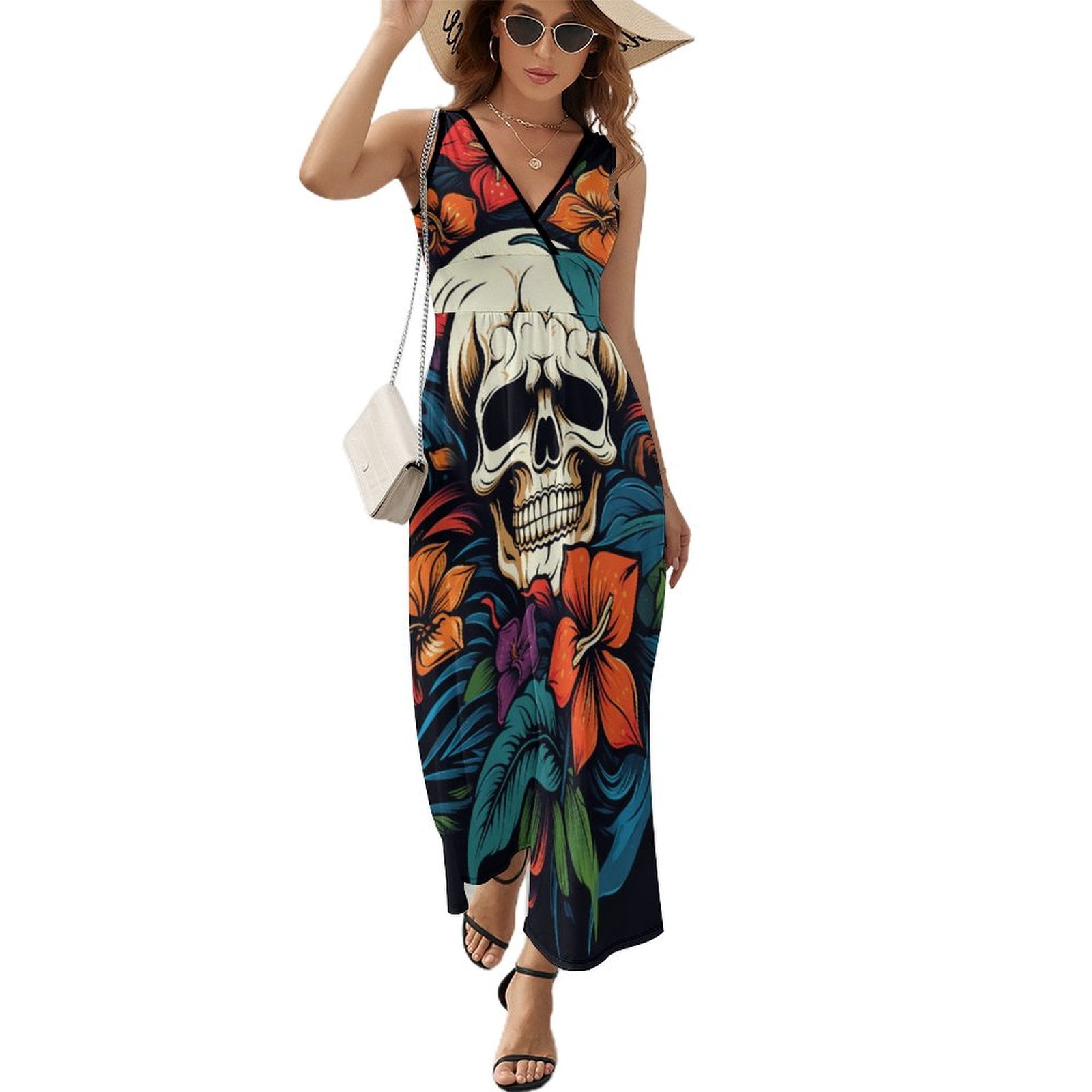 Halloween Scary Night Full Moon Sleeveless Dress Woman Fashion Long ...