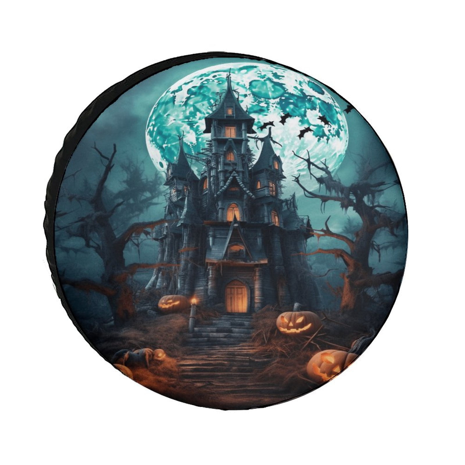 Halloween Scary Night Full Moon Spare Tire Cover, Universal Wheel Tire ...