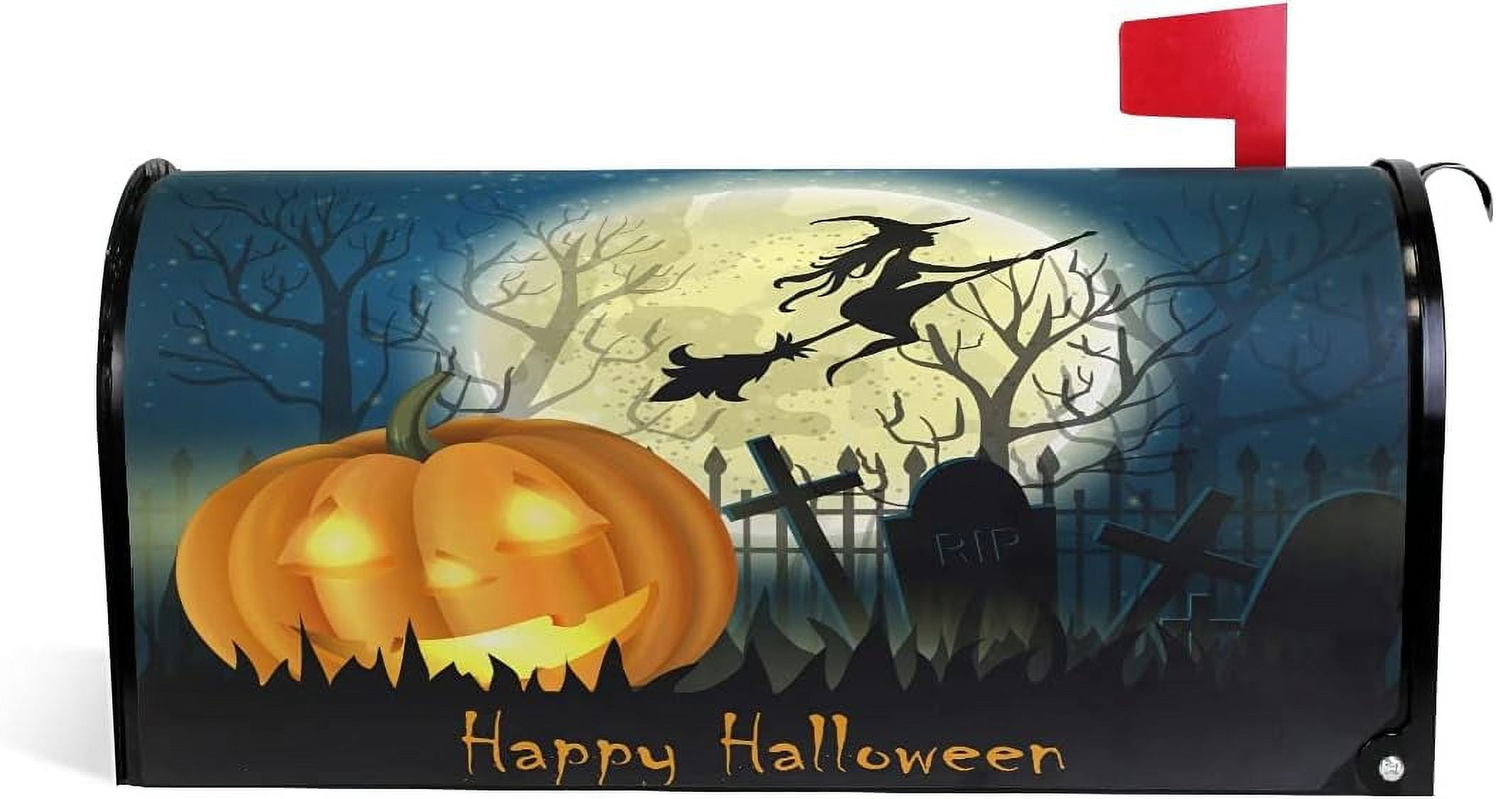 Halloween Scary Night Pumpkin Lanterns and Witch Magnetic Mailbox Cover ...