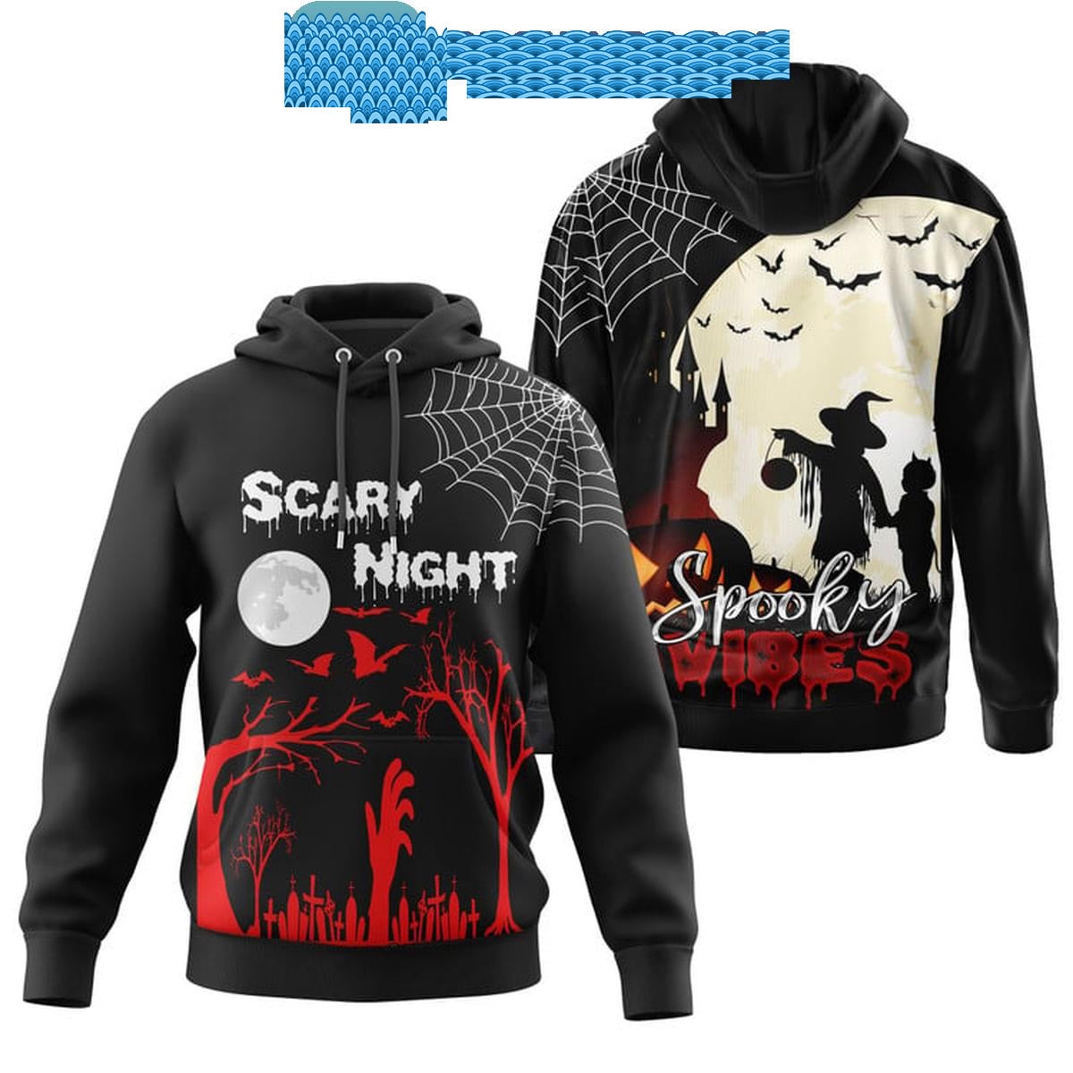 Halloween Scary Night Spooky Vibes Fan 2024 Hoodie T-Shirt - Walmart.com