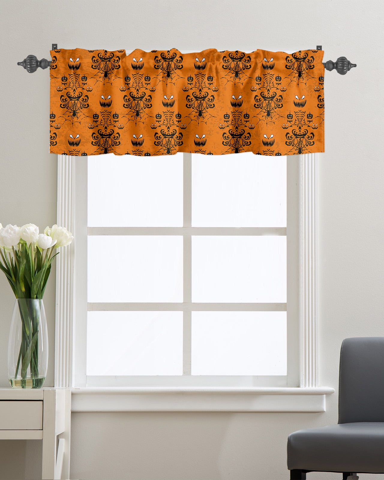 Halloween Scary Pumpkin Ghost Face Window Treatment Panel for Living ...