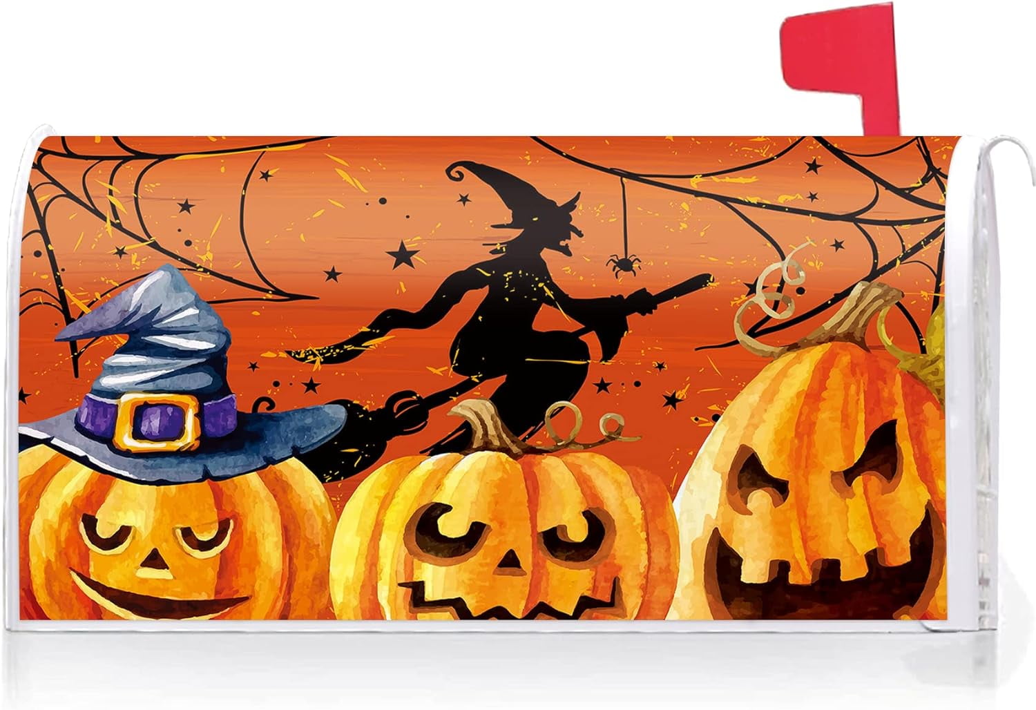 Halloween Scary Pumpkin and Witch Spider Web Decoration Mailbox Cover ...