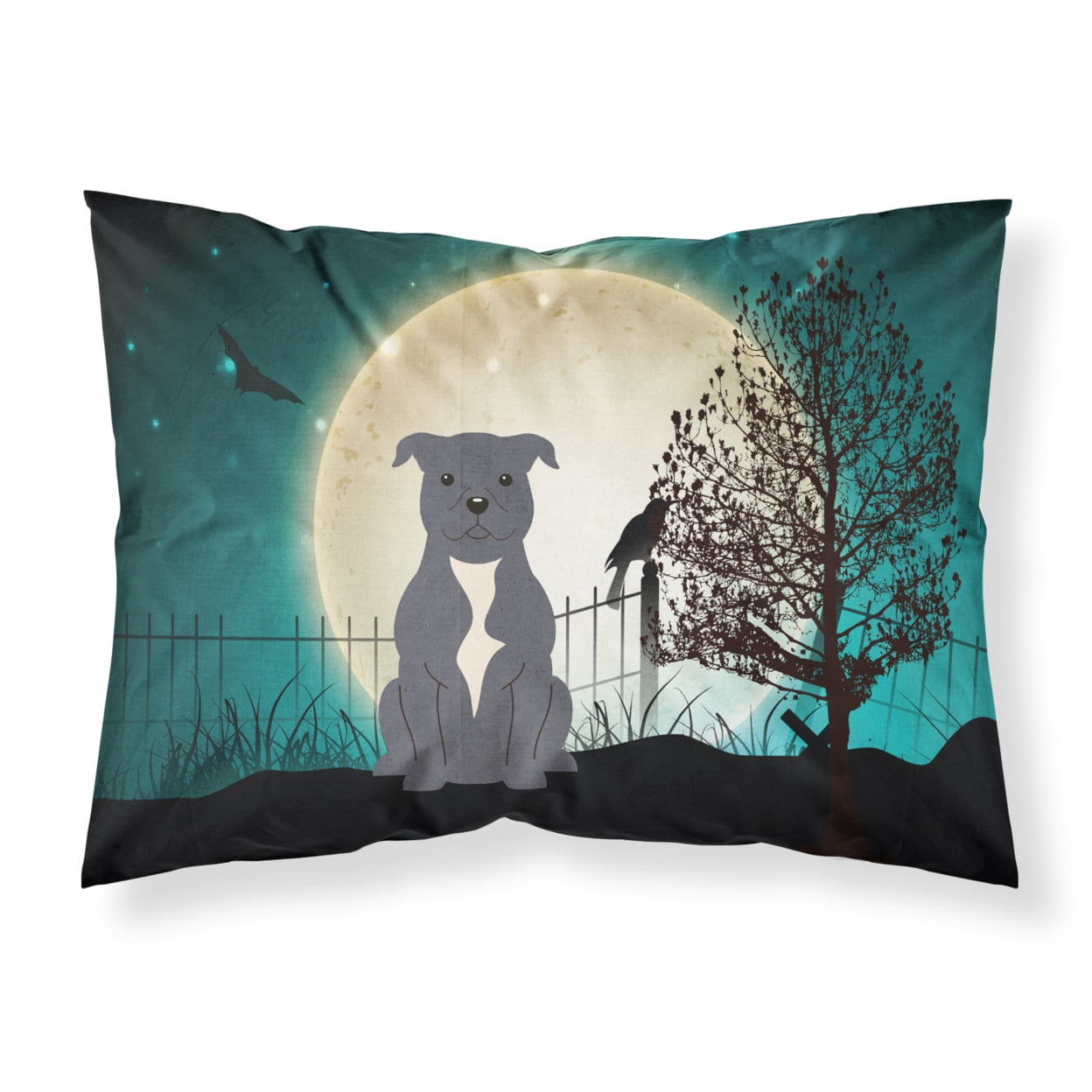 Halloween Scary Staffordshire Bull Terrier Blue Fabric Standard ...