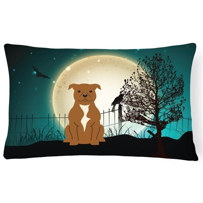 Halloween Scary Staffordshire Bull Terrier Brown Canvas Fabric ...