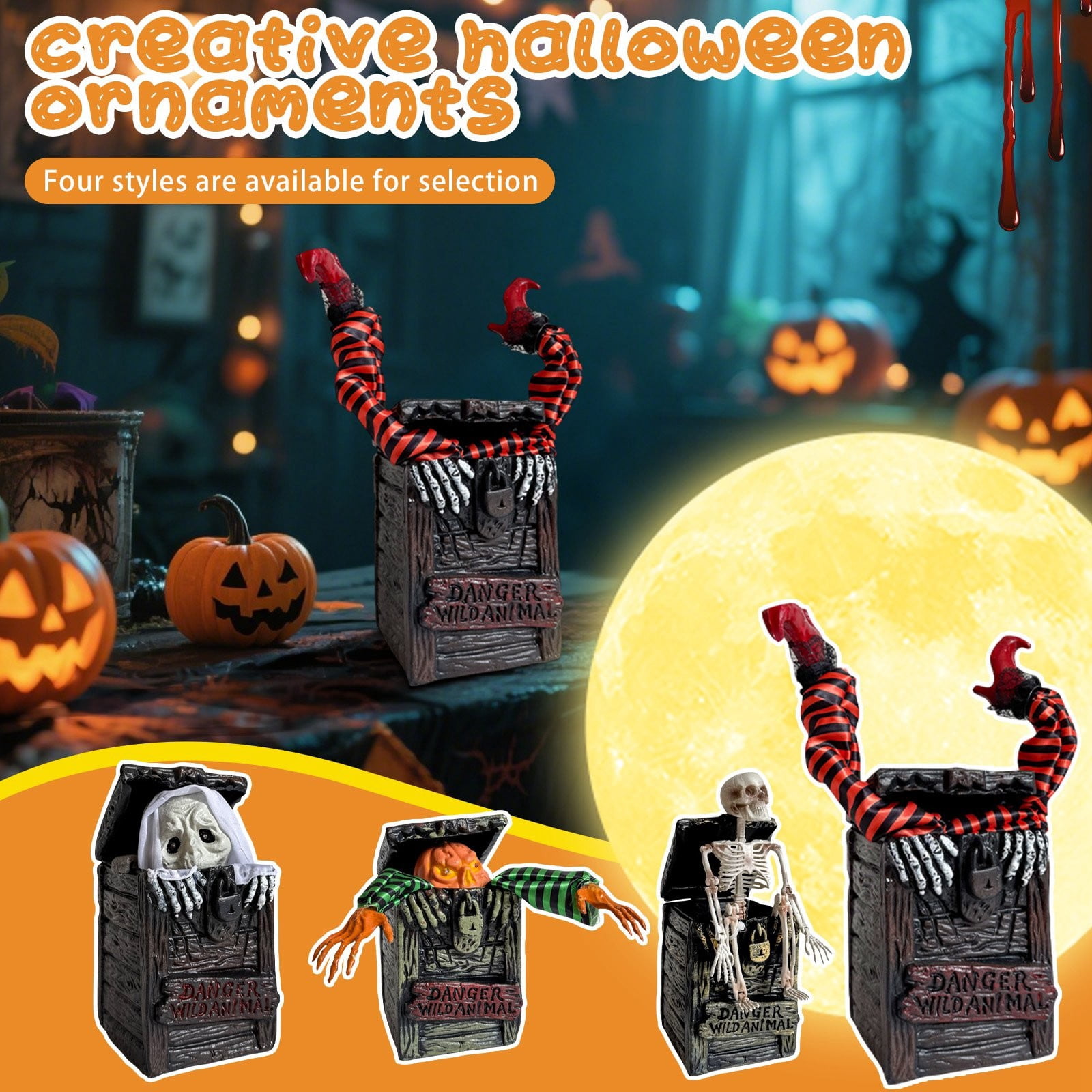 Halloween Scary Toys Sound-Activated Creepy Creatures with Moving ...