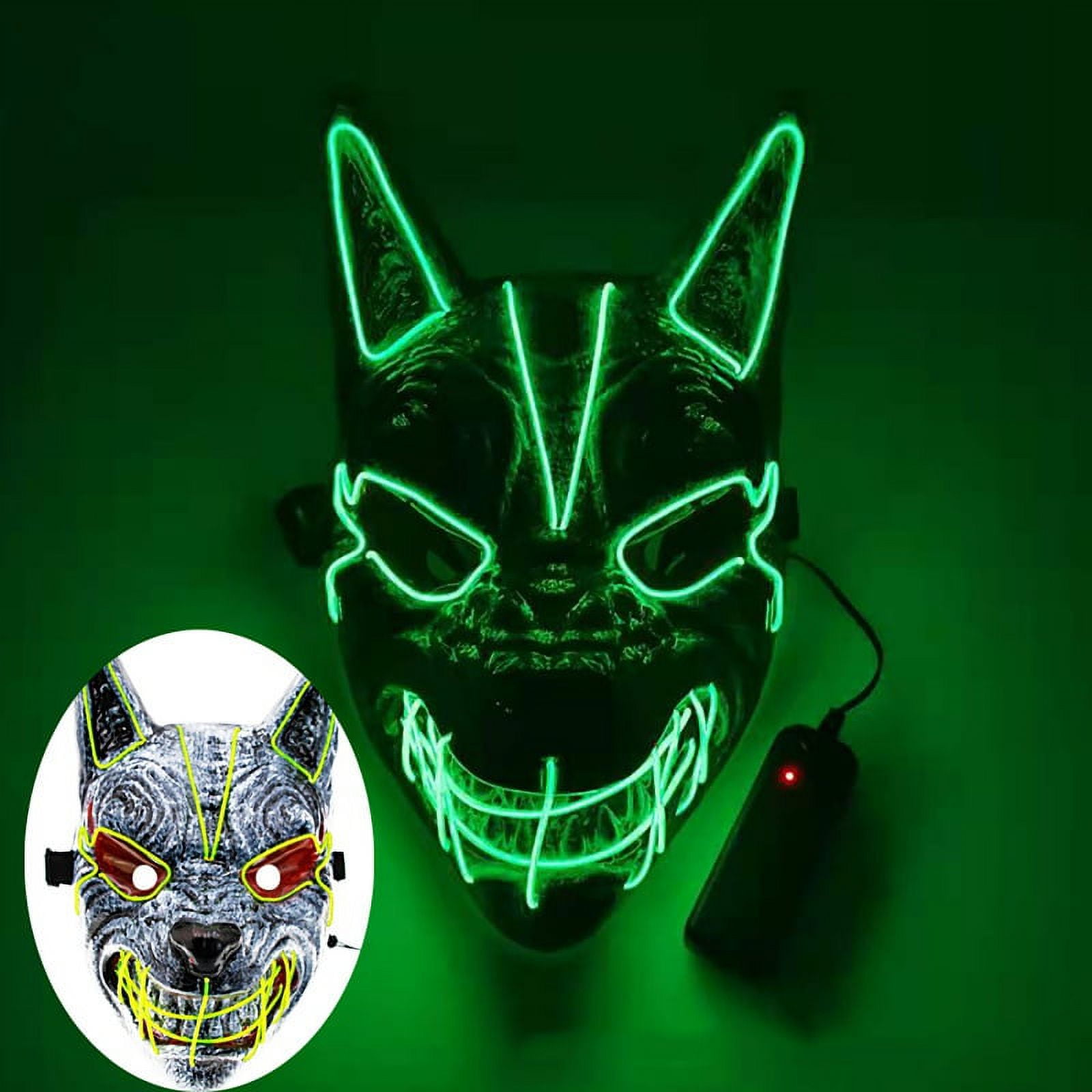 Halloween Scary Wolf Head Mask, Horror Animal LED Light Up Mask, Glow ...