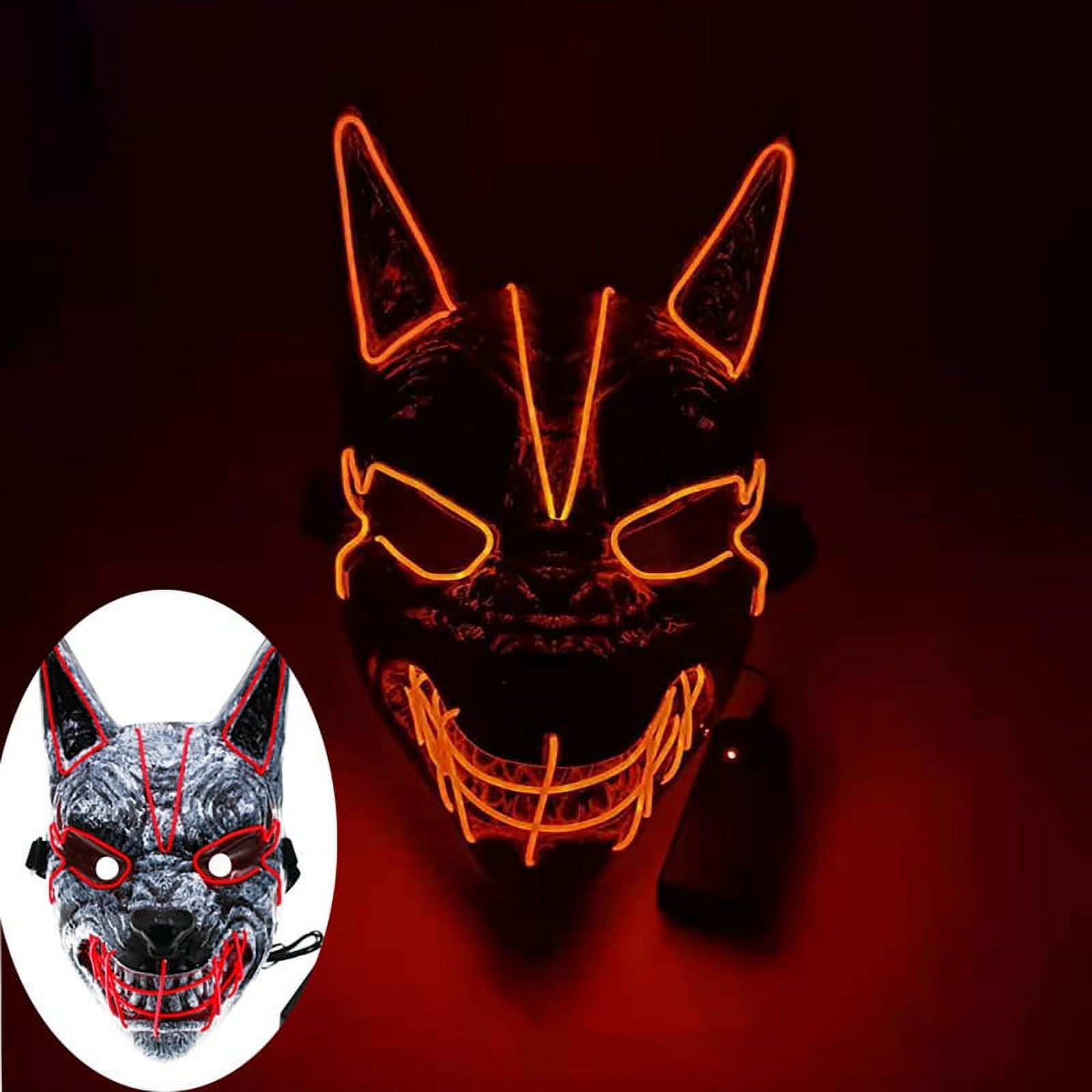 Halloween Scary Wolf Head Mask, Horror Animal LED Light Up Mask, Glow ...