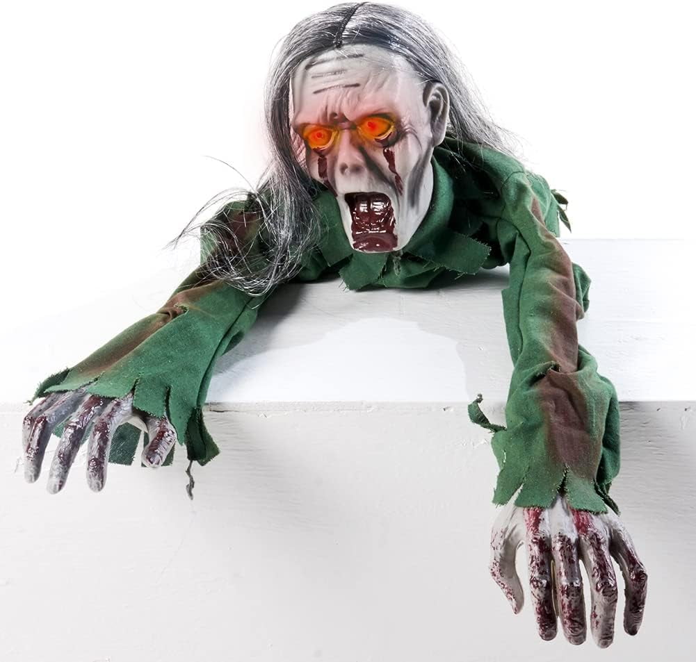 Halloween Scary Yard Decorations - Long Hair Glow Crawling Ghost With ...