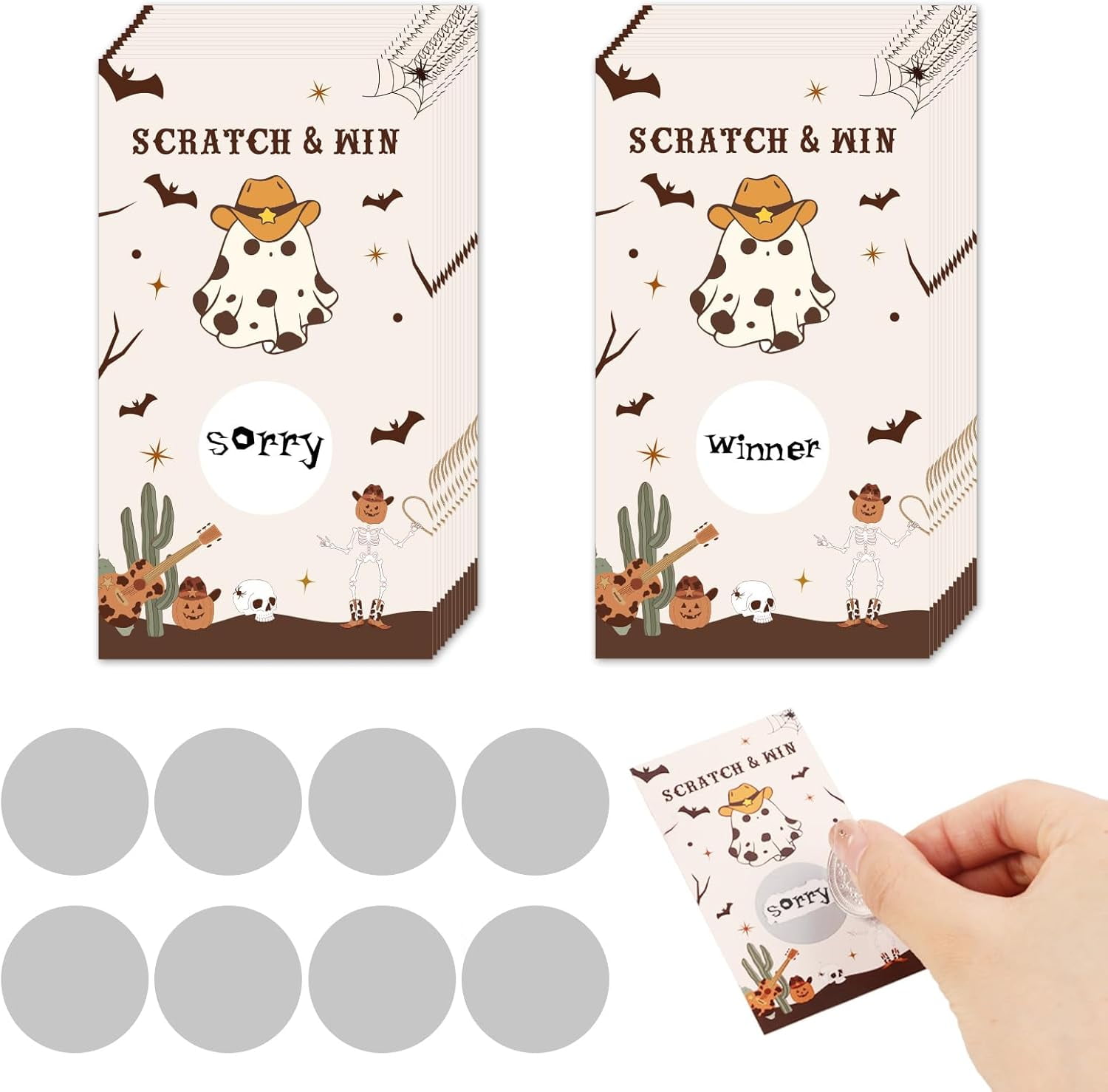Halloween Scratch Off Cards, 50 PCS Western Spooky Ghost Scratch Off ...