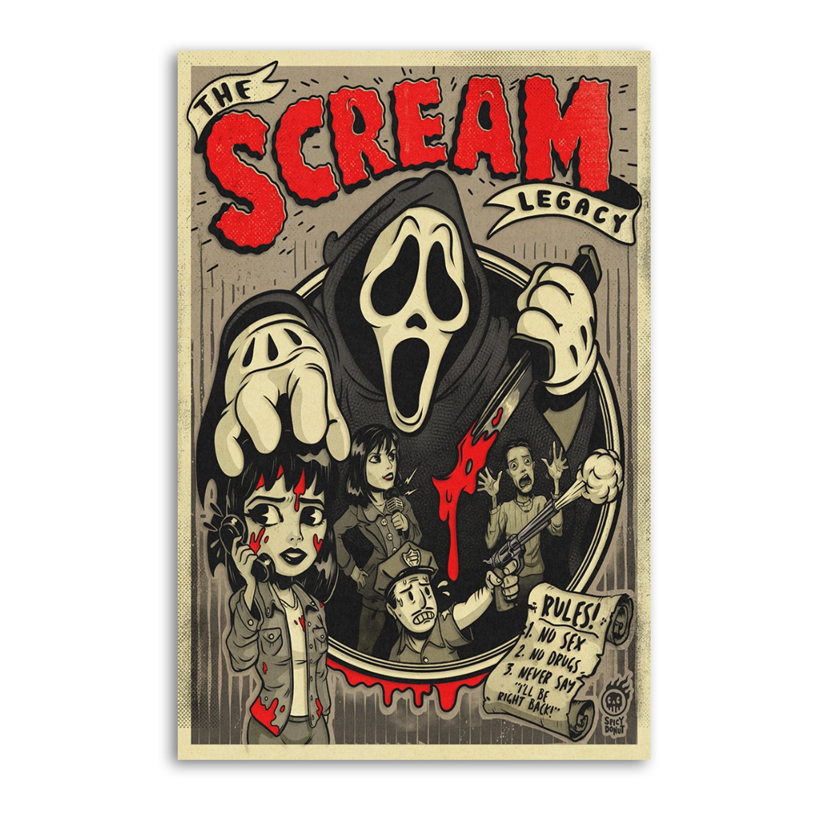 Halloween Scream Horror Film Series Movie Retro Canvas Wall Art Poster ...