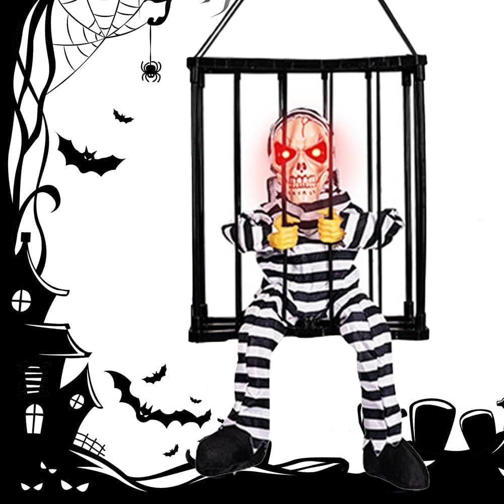 Halloween Screaming Animated Hanging Cage Prisoner, Motion Sensor ...
