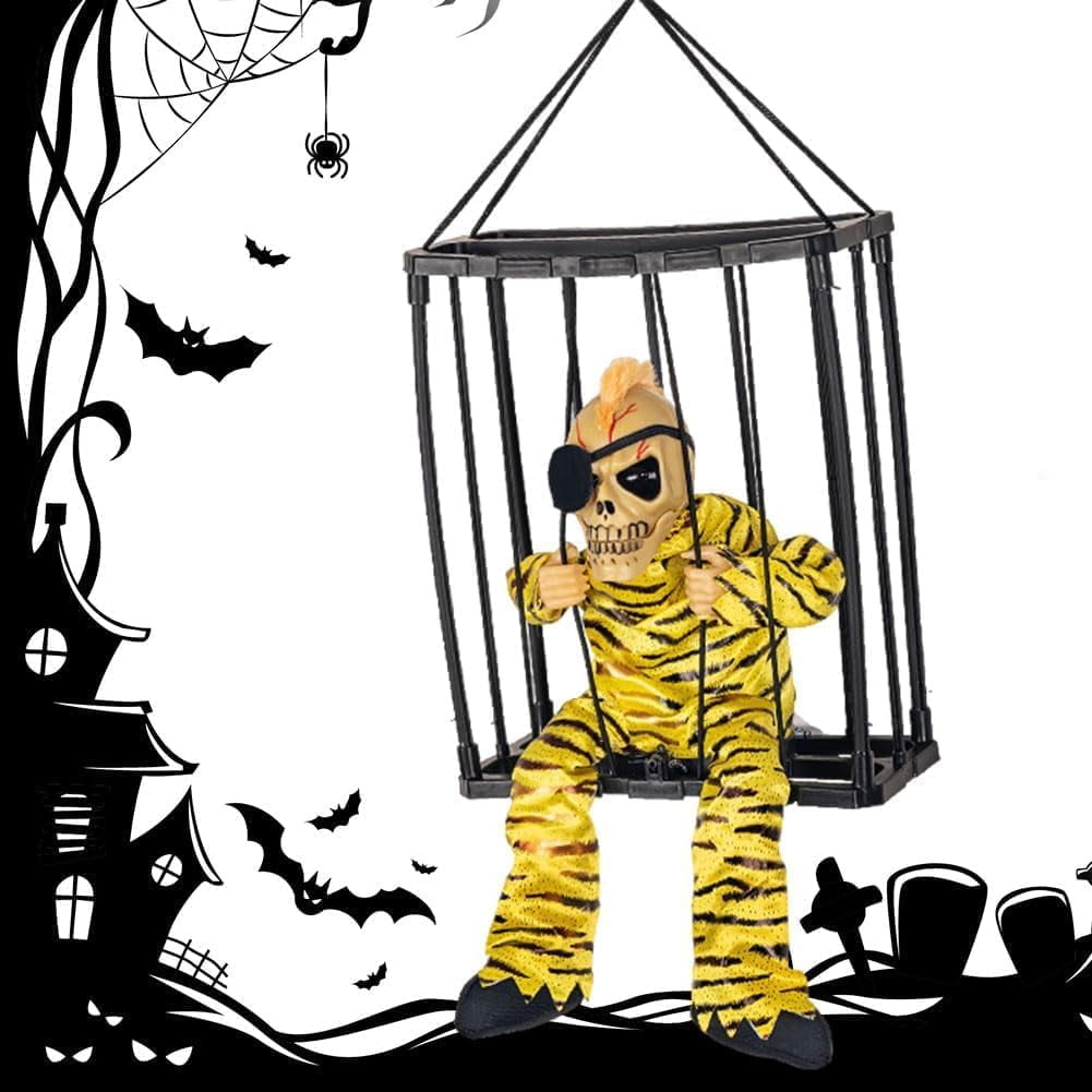 Halloween Screaming Animated Hanging Cage Prisoner, Motion Sensor ...