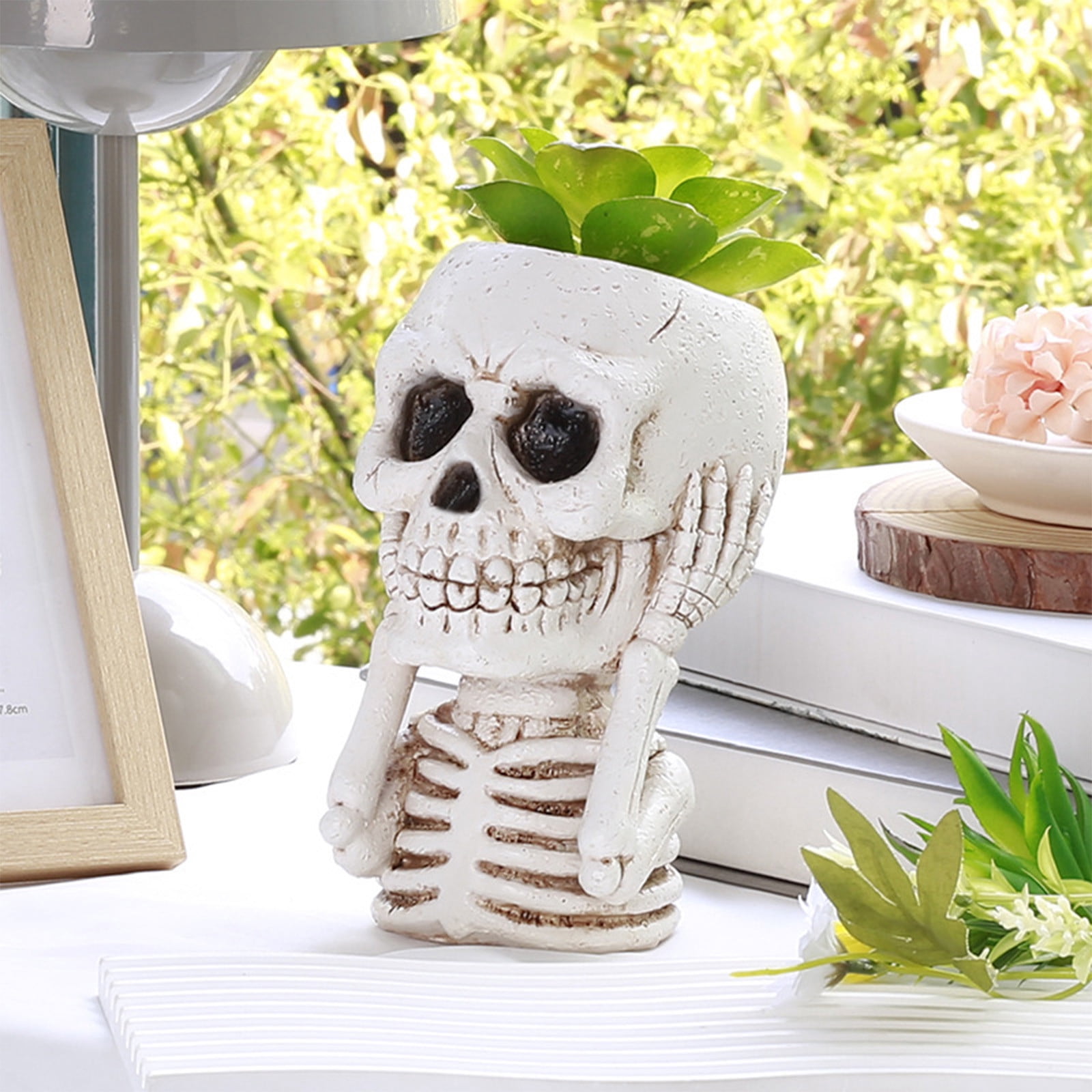 Halloween See No Evil Skeleton Planter 3 Styles Spooky Resin Flower Pot ...