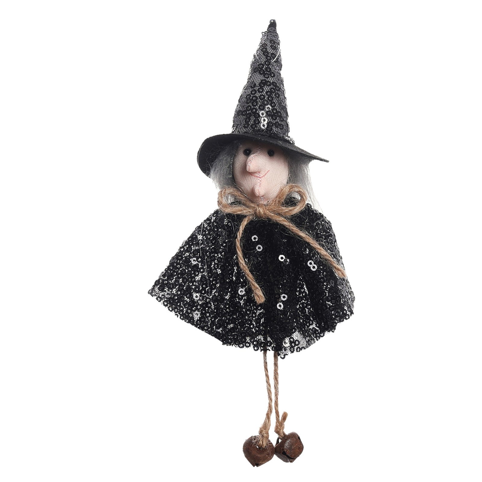 Halloween Sequin Witch Decoration with Broom - Scary Photo Props ...