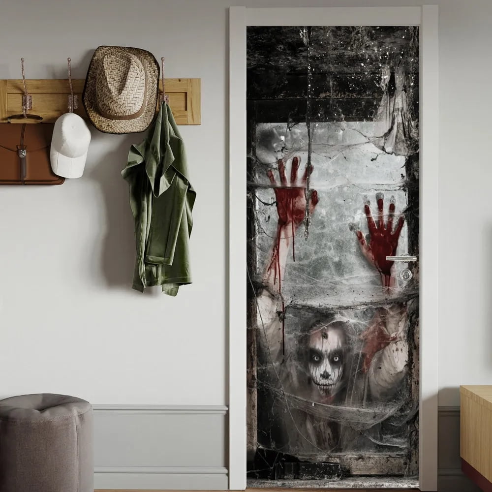 Halloween Series Scary 3D Door Stickers PVC Waterproof Home Decorative ...