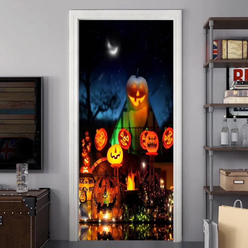 Halloween Series Scary 3D Door Stickers PVC Waterproof Home Decorative ...