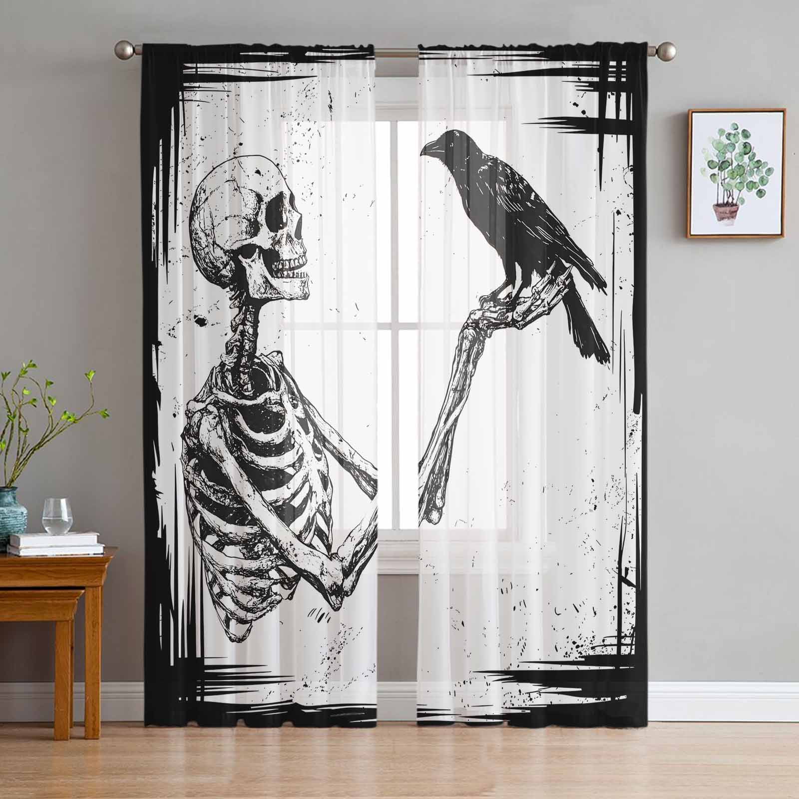 Halloween Sheer Curtains 72 Inches Long 2 Panels Set, Window Sheer ...