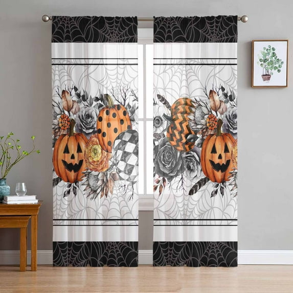 Halloween Sheer Curtains 72 Inches Long 2 Panels Set, Window Sheer ...