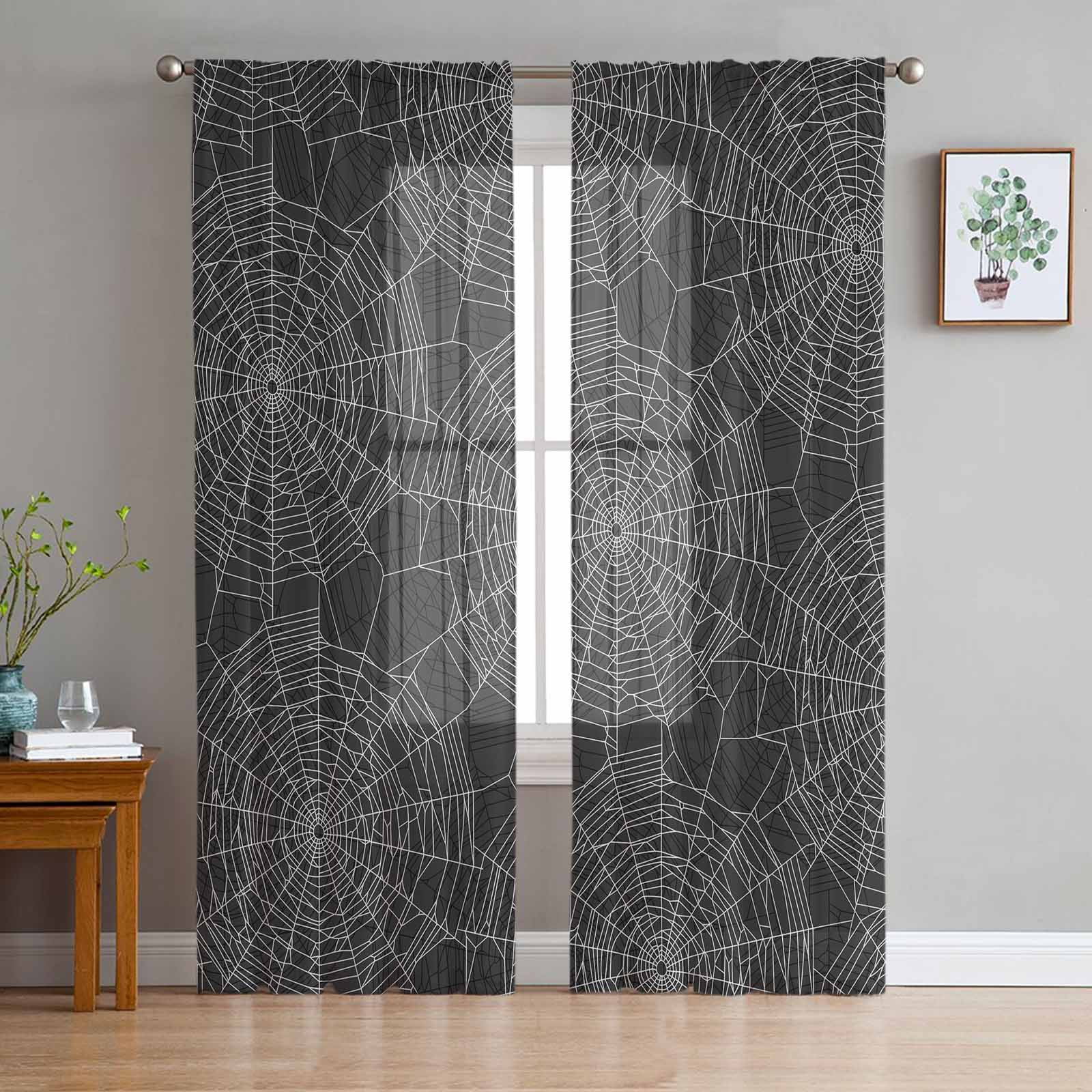 Halloween Sheer Curtains 84 Inches Long 2 Panels Set, Window Sheer ...