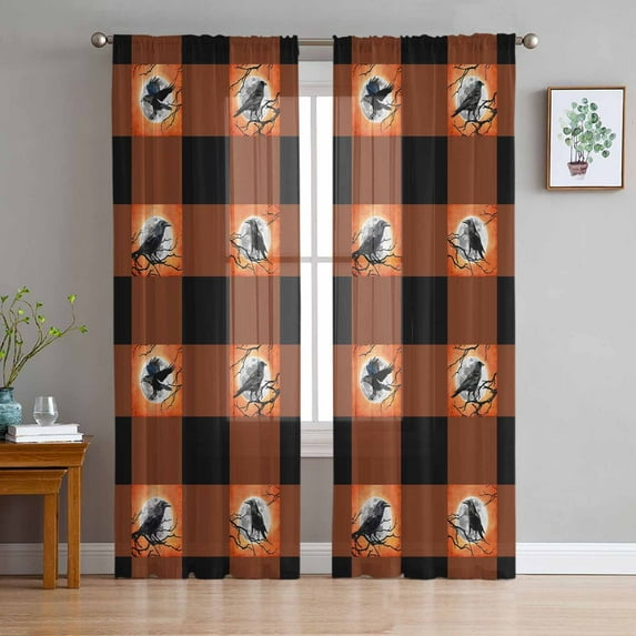 Halloween Sheer Curtains 84 Inches Long 2 Panels Set, Window Sheer ...