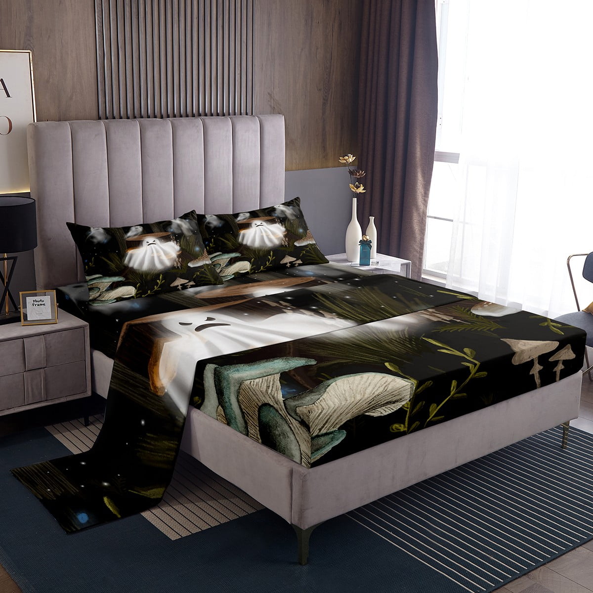 Halloween Sheet Set Cartoon Ghost Bed Sheets Set Halloween Spooky ...