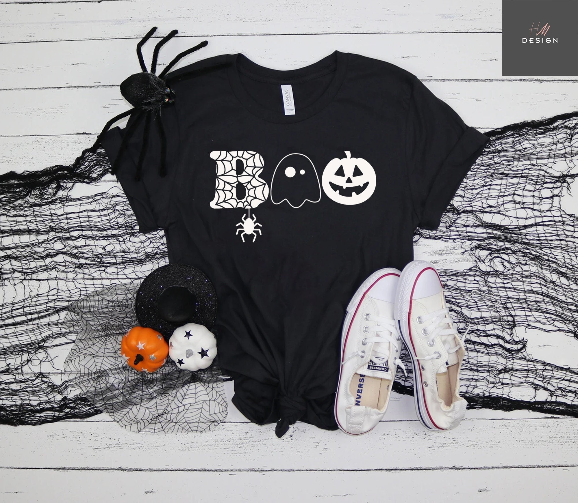 Halloween Shirt, Boo Shirt, Halloween Pumpkin Shirt, Spider and Web ...