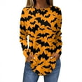 Halloween Shirts For Women Pumpkin Ghost Print Blouse Long Sleeve Round