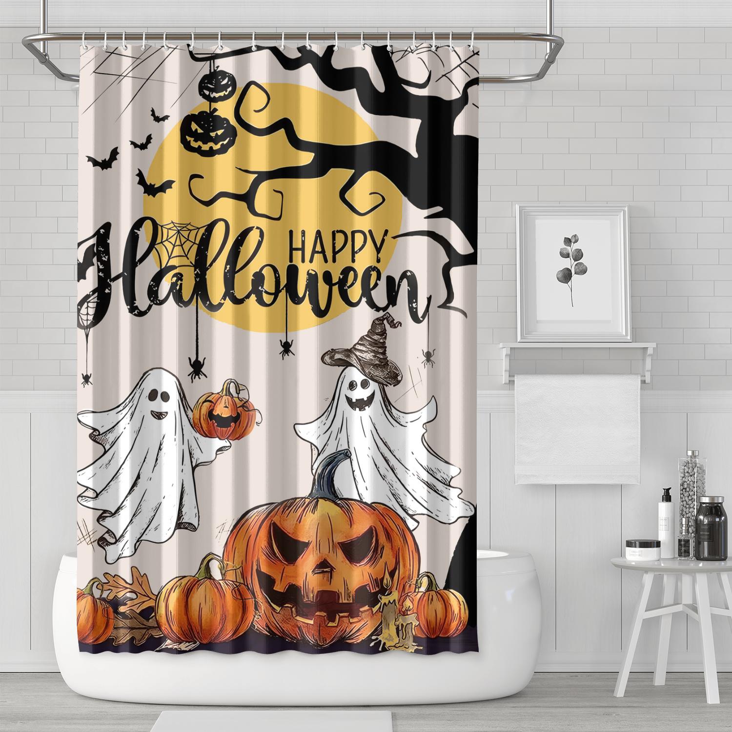 Halloween Shower Curtain 72x72inch Gothic Black White Sugar Skull ...
