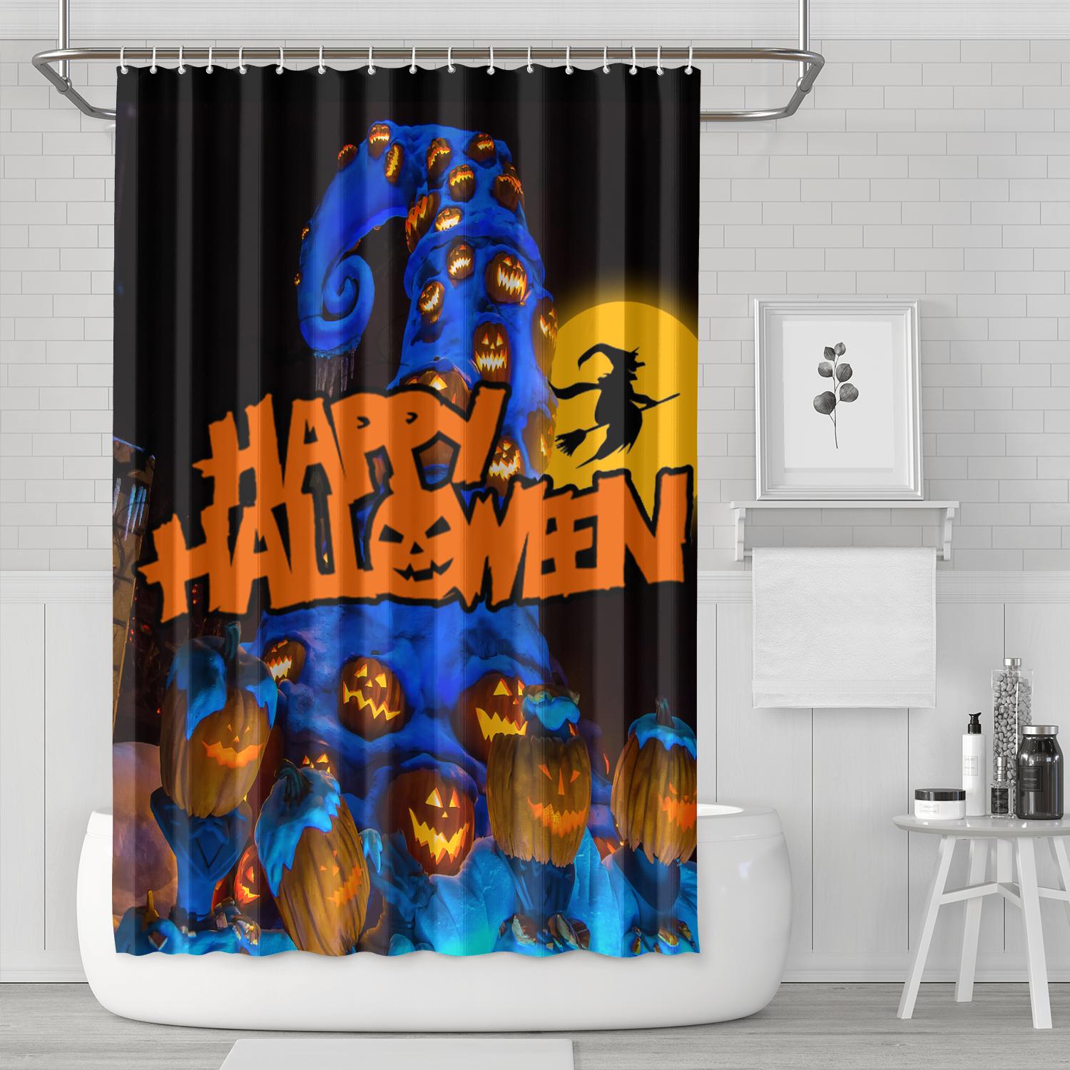 Halloween Shower Curtain 72x72inch Gothic Black White Sugar Skull ...