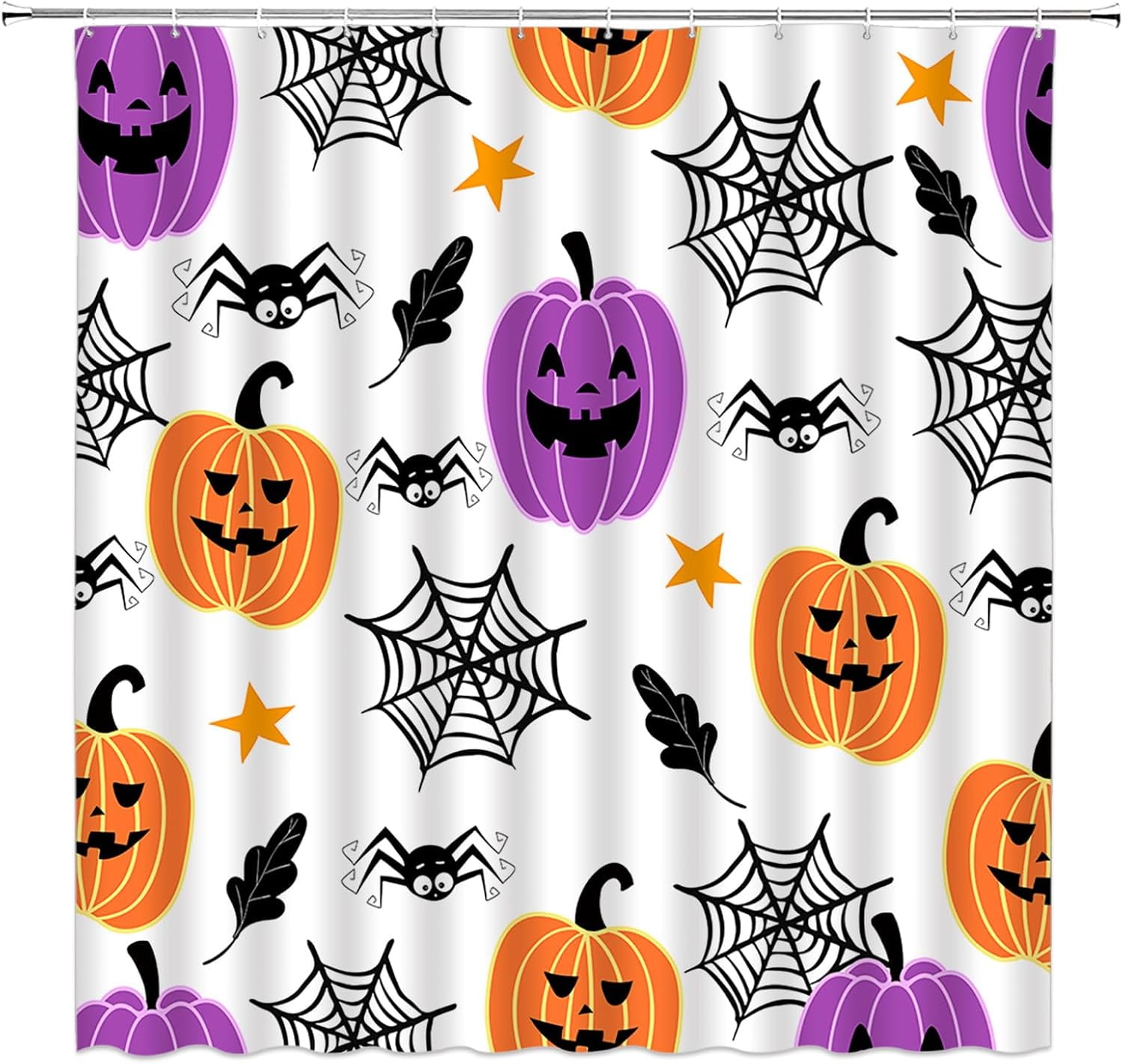 Halloween Shower Curtain Funny Skeleton Spooky Pumpkin Retro Farm Truck ...