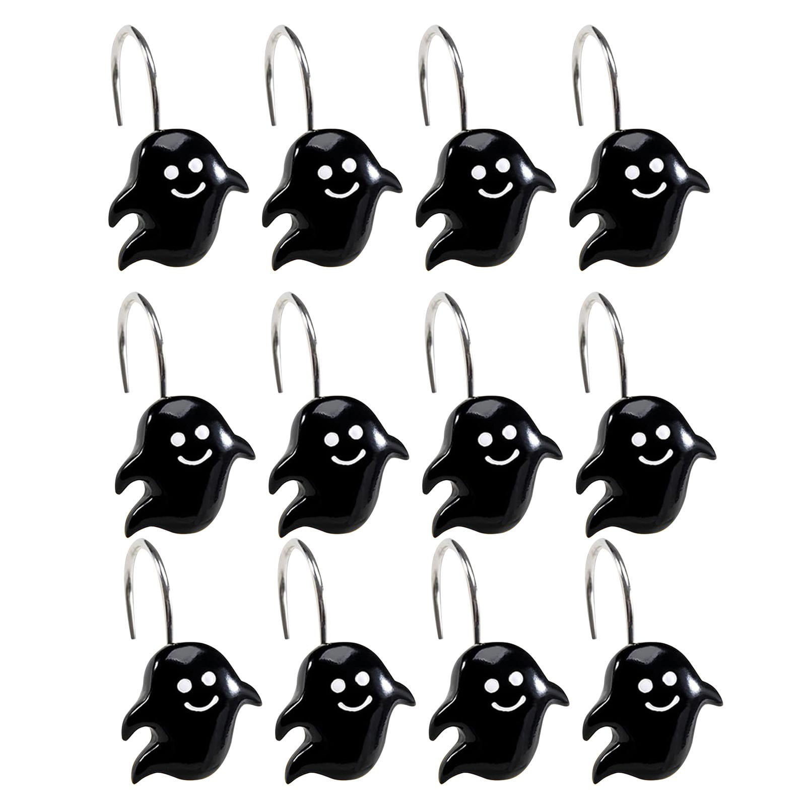 Halloween Shower Curtain Hooks S Shape Ghost Cute Heavy-Duty Shower ...