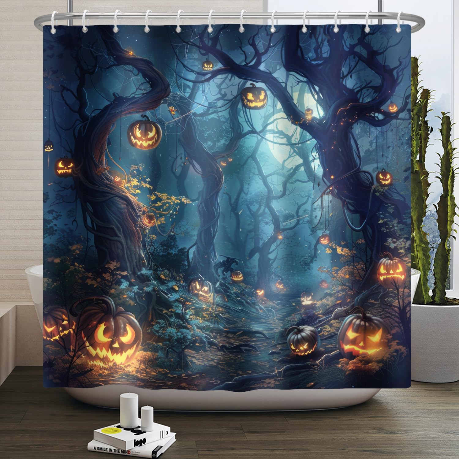 Halloween Shower Curtain Horror Night Full Moon Gothic Castle Haunted ...