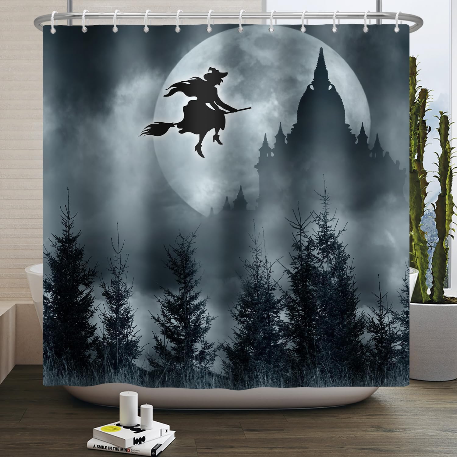 Halloween Shower Curtain Horror Night Full Moon Gothic Castle Haunted ...