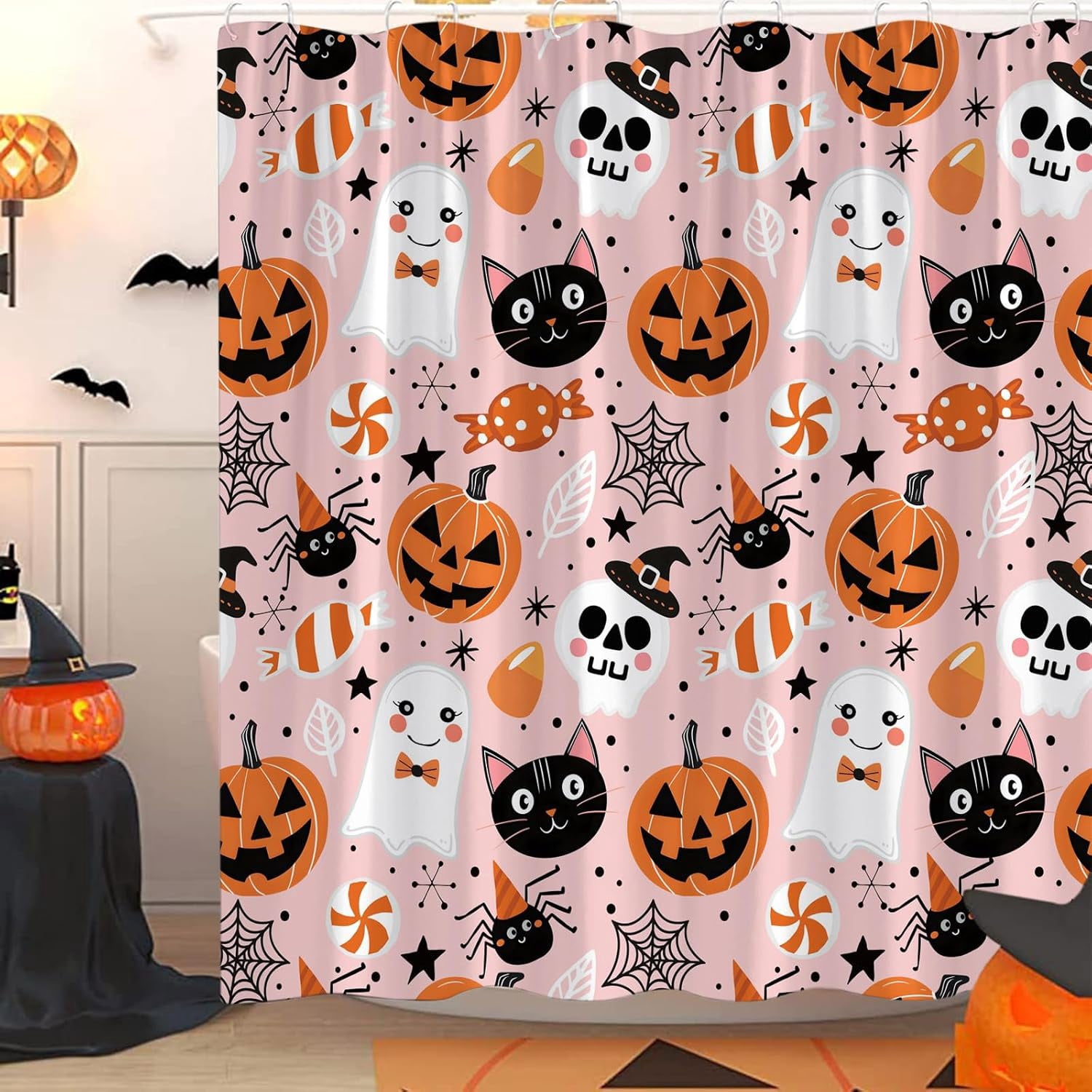 Halloween Shower Curtain Scary Crow Creepy Blood Red Moon Horrifying ...