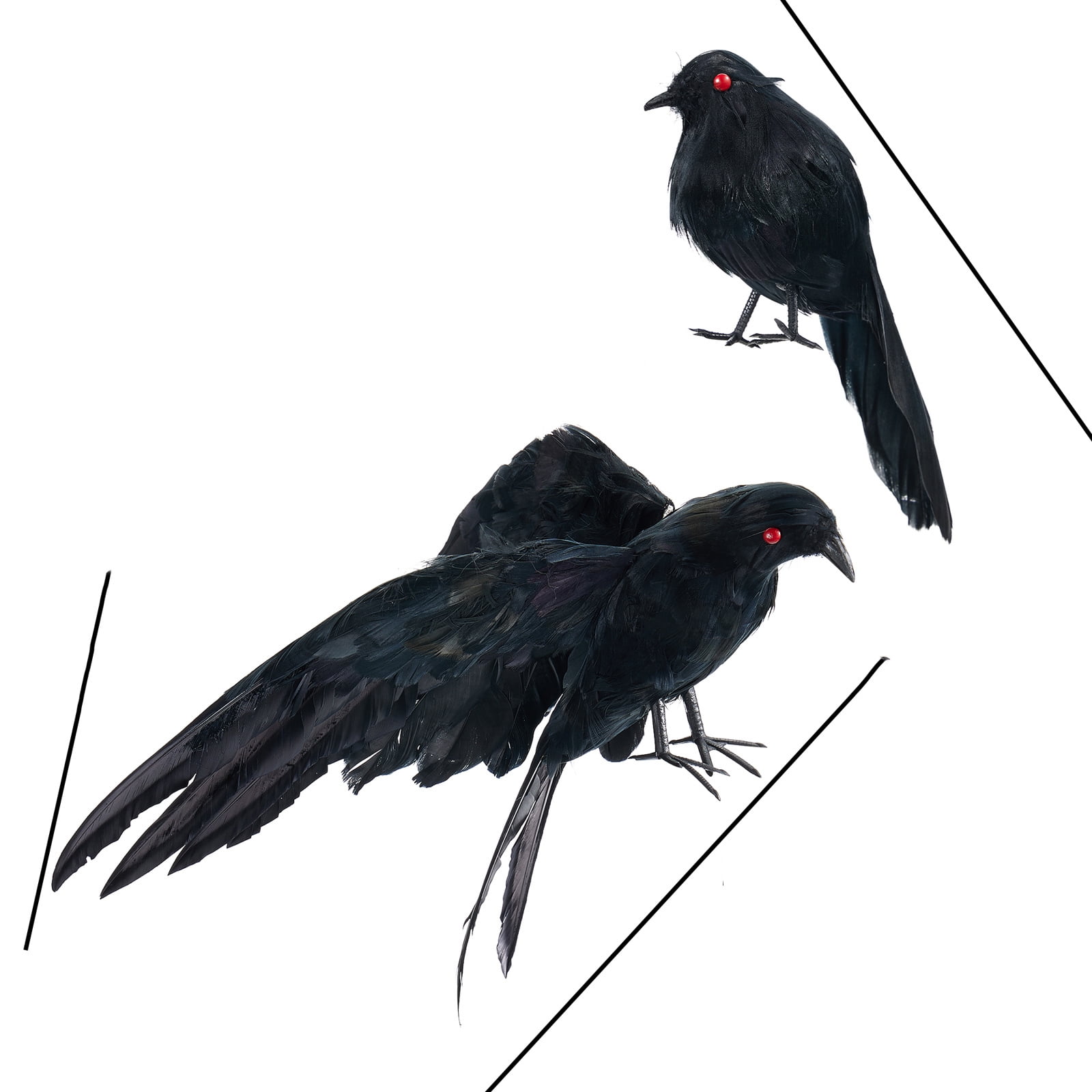 Halloween Simulation Crow Decoration Fake Crow Bird Standing Flying ...