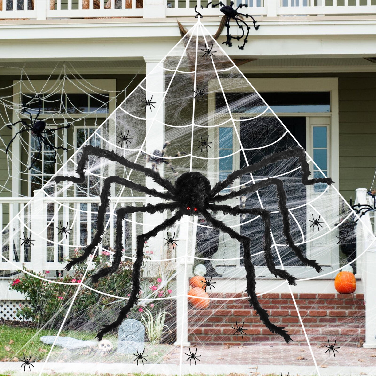 Halloween Simulation Spider Web Kit Nylon Red Eye Big Spider Mini ...