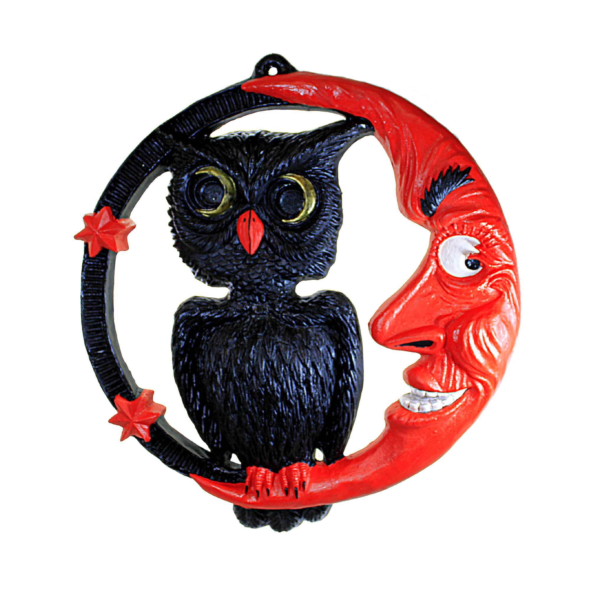 Halloween Sinister Moon Wall Decor Paper Mache Owl Angry Moon Pm228 ...