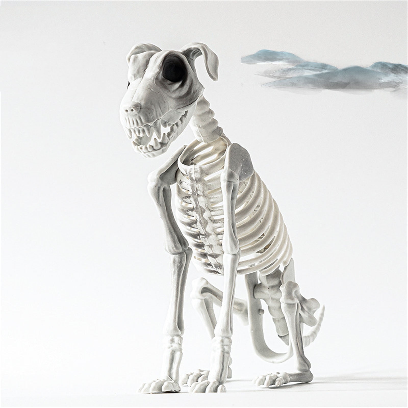 Halloween Sitting Dog Skeleton,Movable Mouth Joints Gothic Skeleton ...