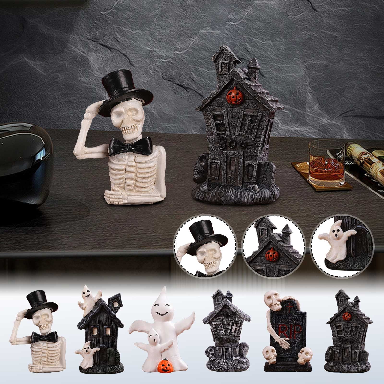 Halloween Skeletion Decoration Resin Pumpkin Skeleton Tombstone ...