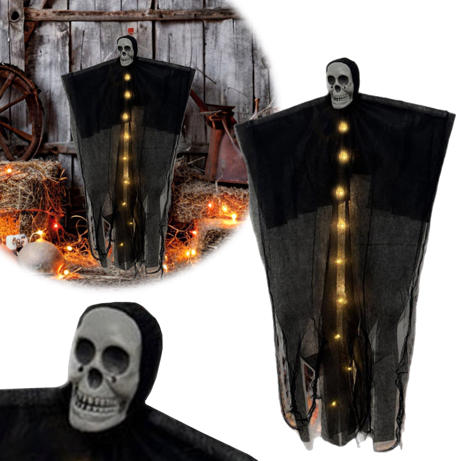 Halloween Skeleton 35x24 Inch Scary Light Up Halloween Animatronics ...